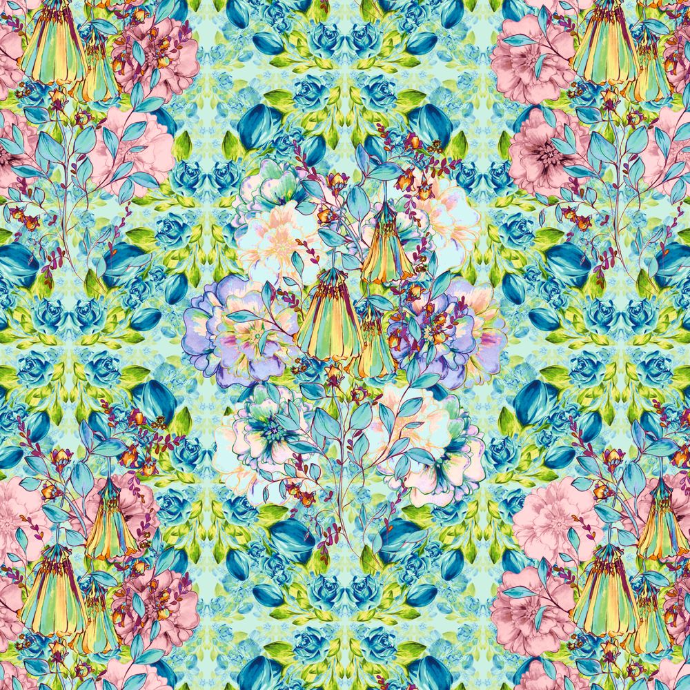 Fabric Printing - Composition with flowers - series 11