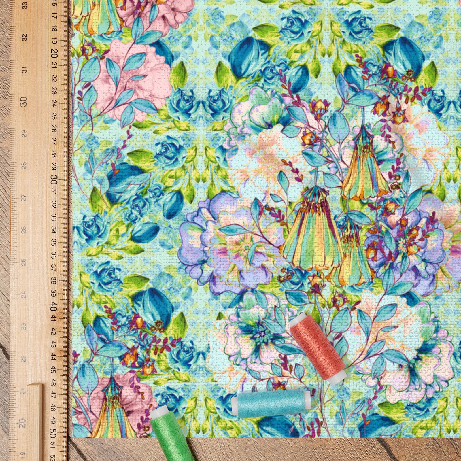 Fabric Printing - Composition with flowers - series 11