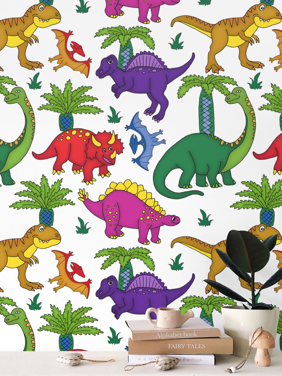 Kids Dinosaurs Pattern Wallpaper
