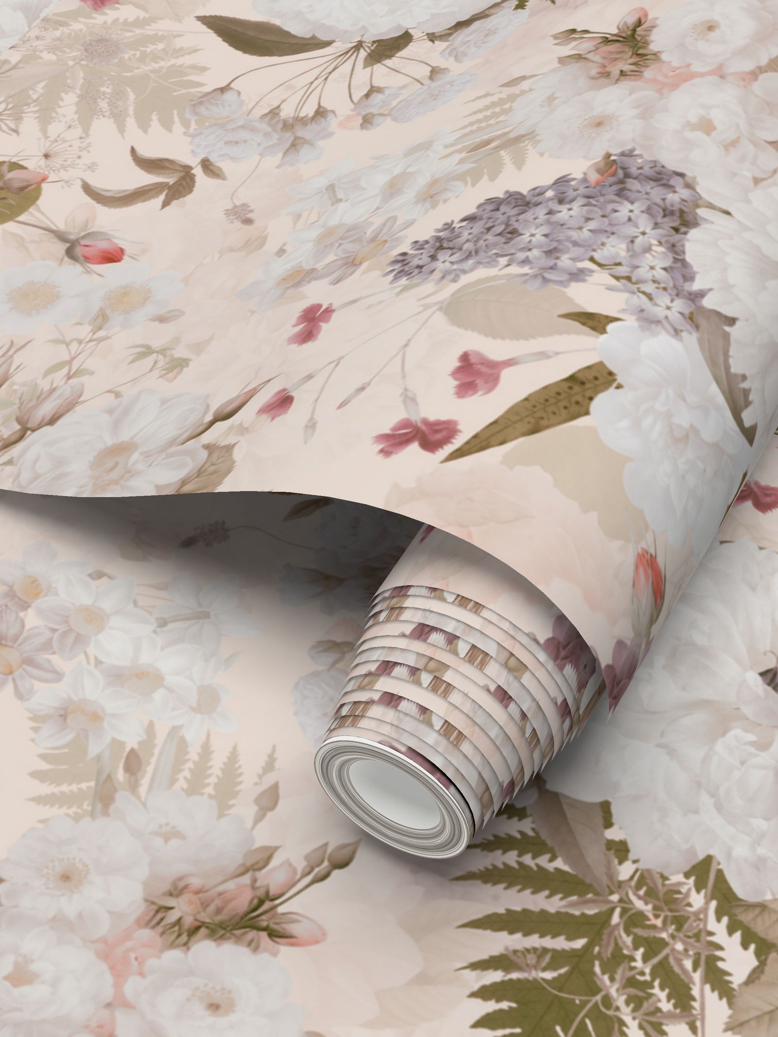 Vintage Enchanting Spring Flowers Blush Powder Pink Pastel Garden