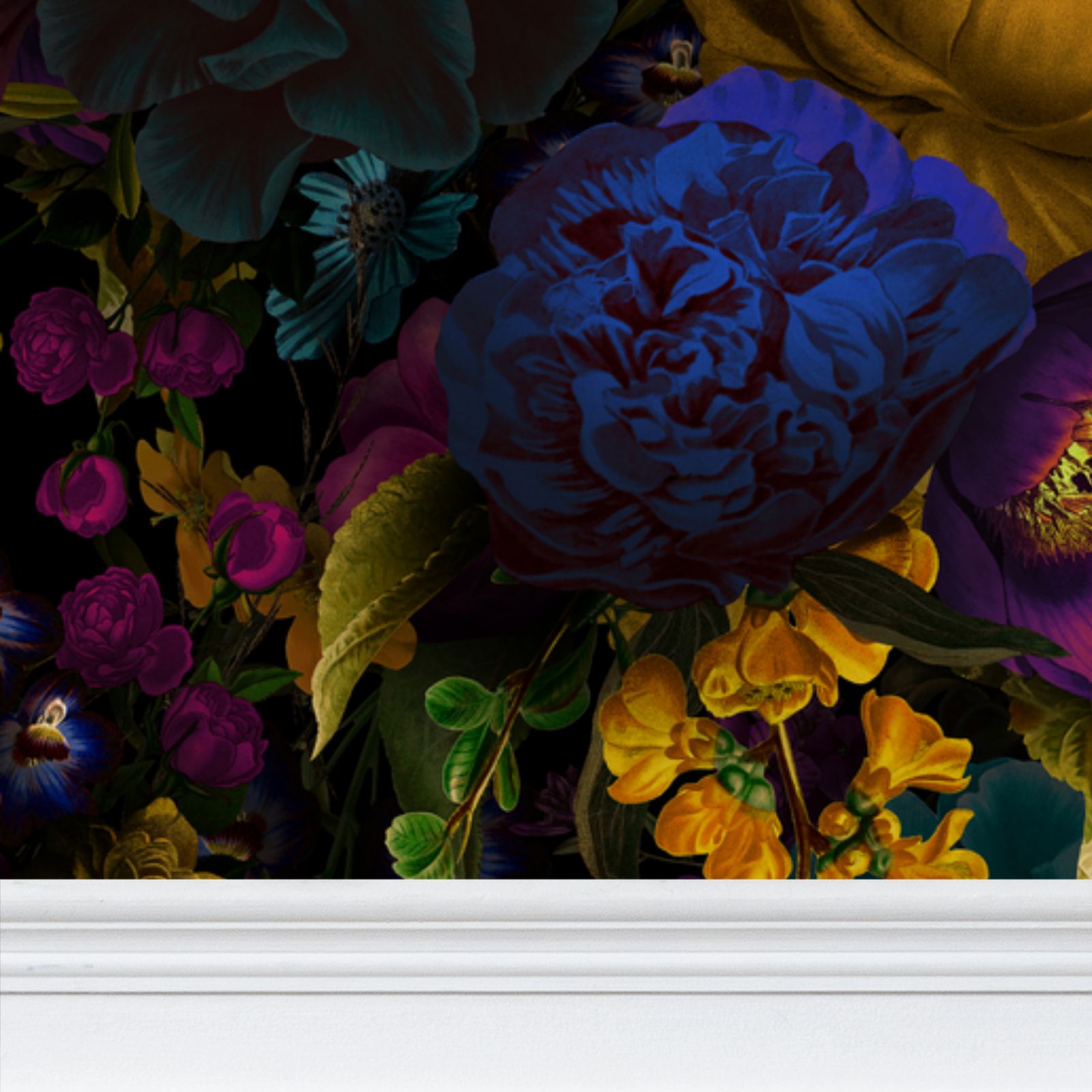 Lush baroque Nostalgic vintage botanical night garden Wallpaper