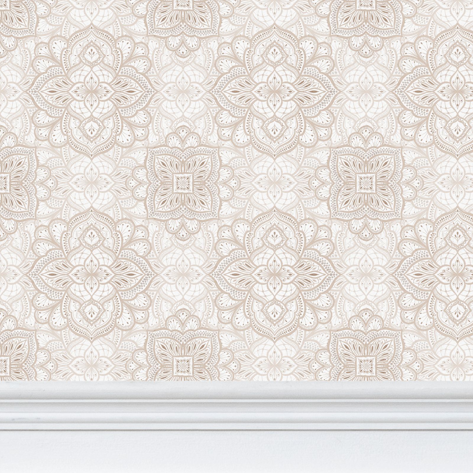 Wallpaper - Beige boho mandala tiles