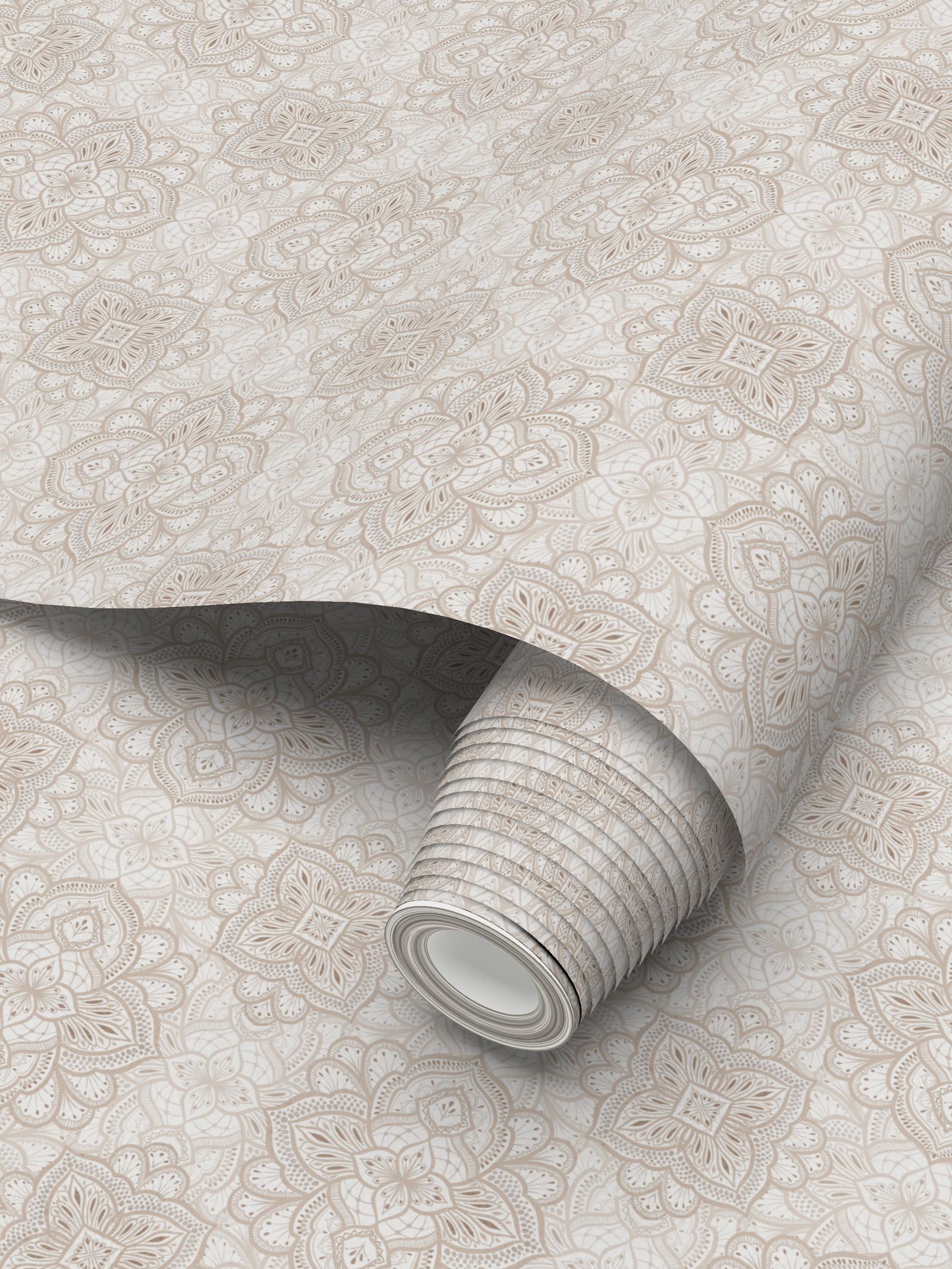 Wallpaper - Beige boho mandala tiles