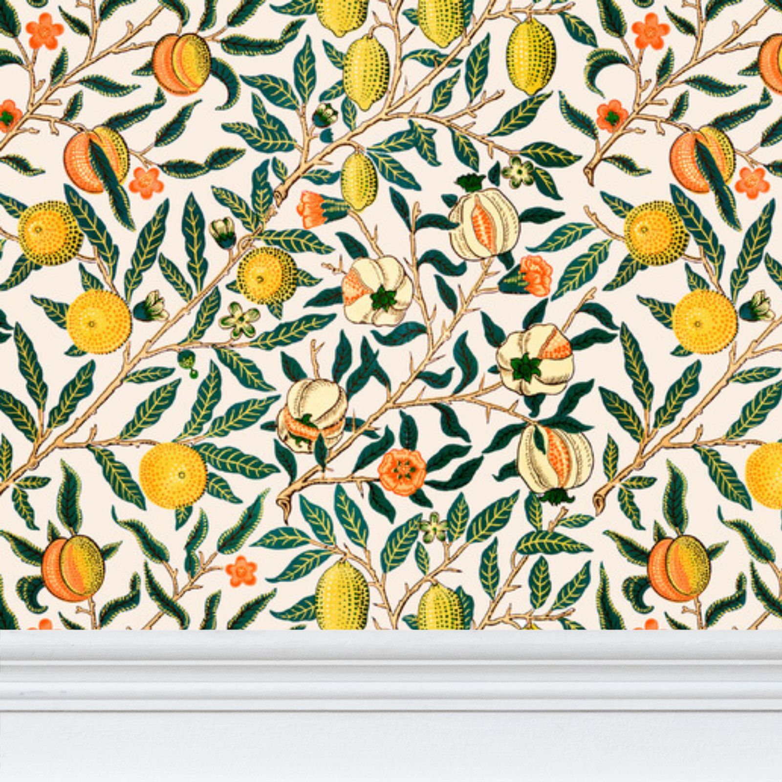 Fruit by William Morris (beige) Repeat Pattern Wallpaper