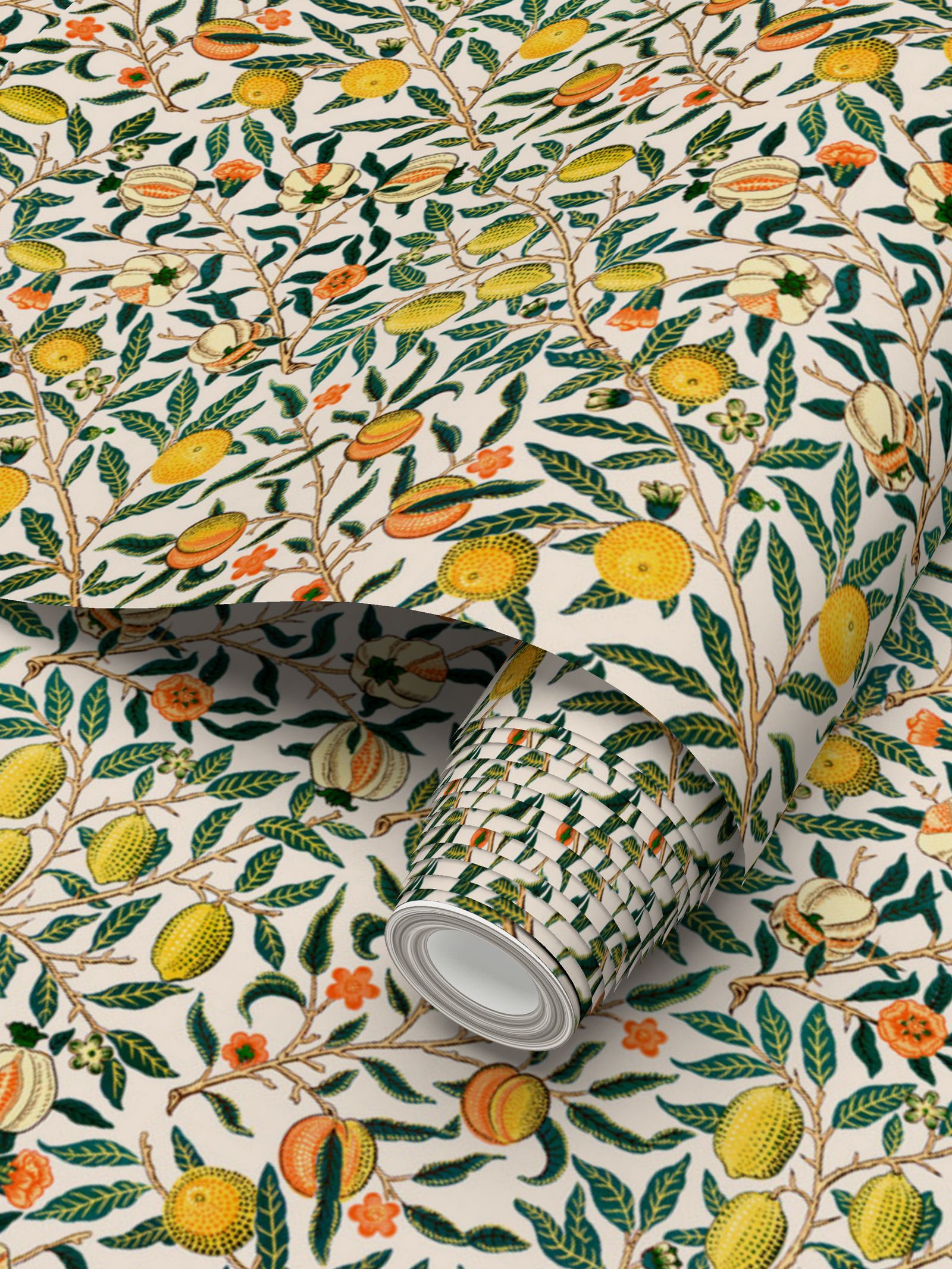 Fruit by William Morris (beige) Repeat Pattern Wallpaper