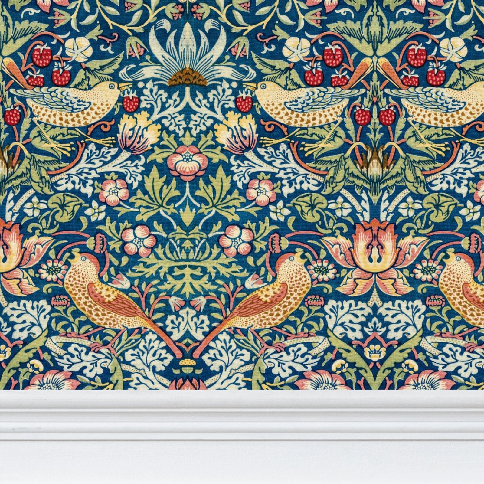 Strawberry Thief by William Morris Repeat Pattern Wallpaper