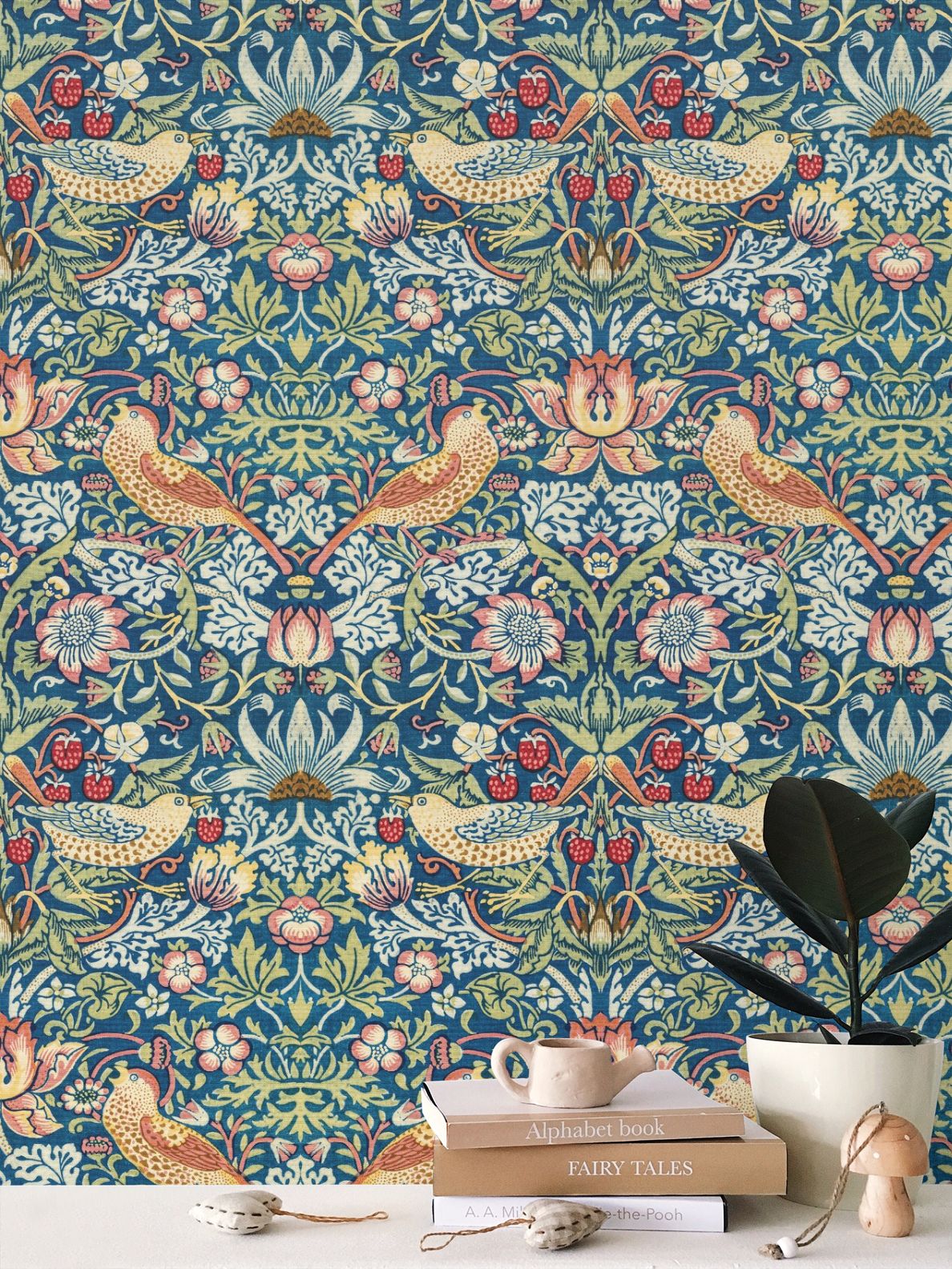 Strawberry Thief by William Morris Repeat Pattern Wallpaper