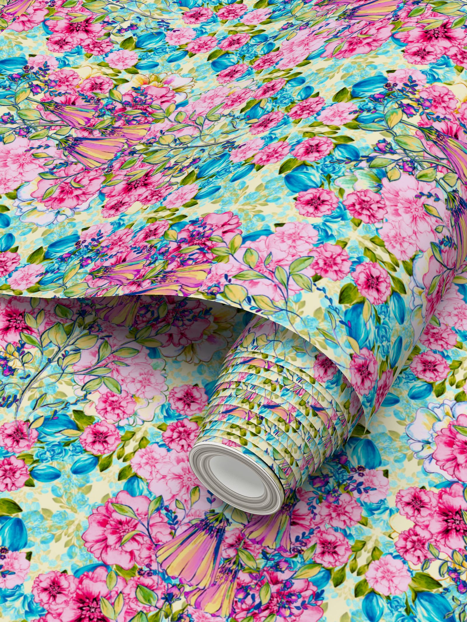 Repeat Pattern Wallpaper - Composition with flowers - series 12