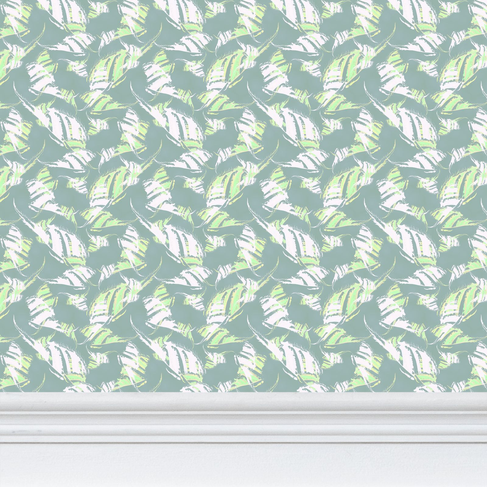 Repeat Pattern Wallpaper, Grey, Green, Nature, Blossom, Clay