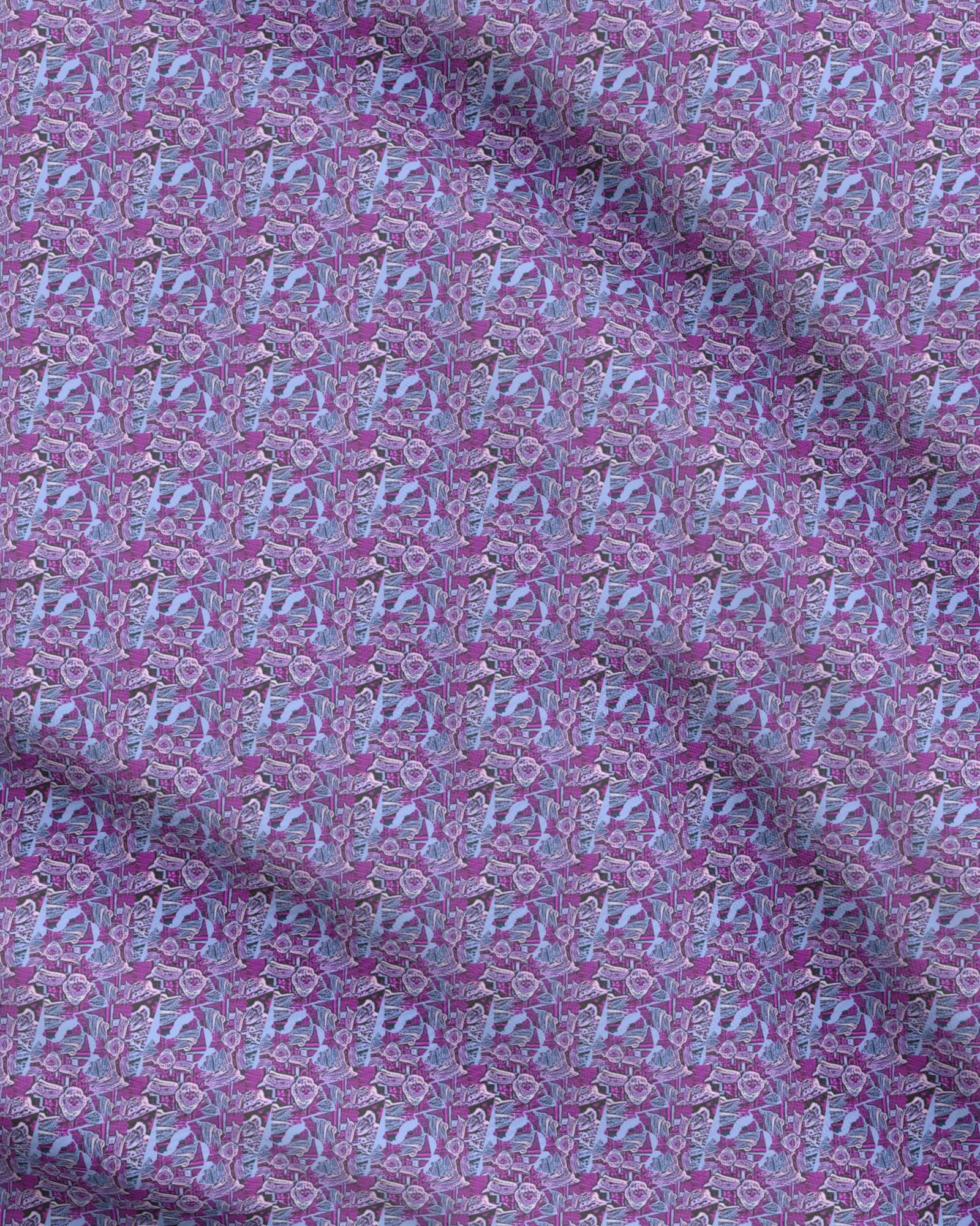 Repeat Pattern Fabric, Blue, Abstract, Foxglove, Silica