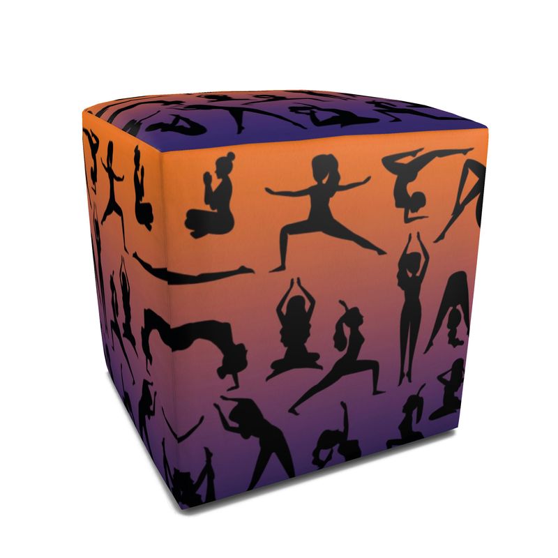 Square Pouffe - Burnt Sunset Yoga Poses
