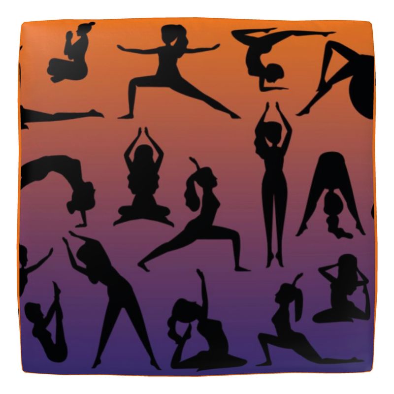 Square Pouffe - Burnt Sunset Yoga Poses