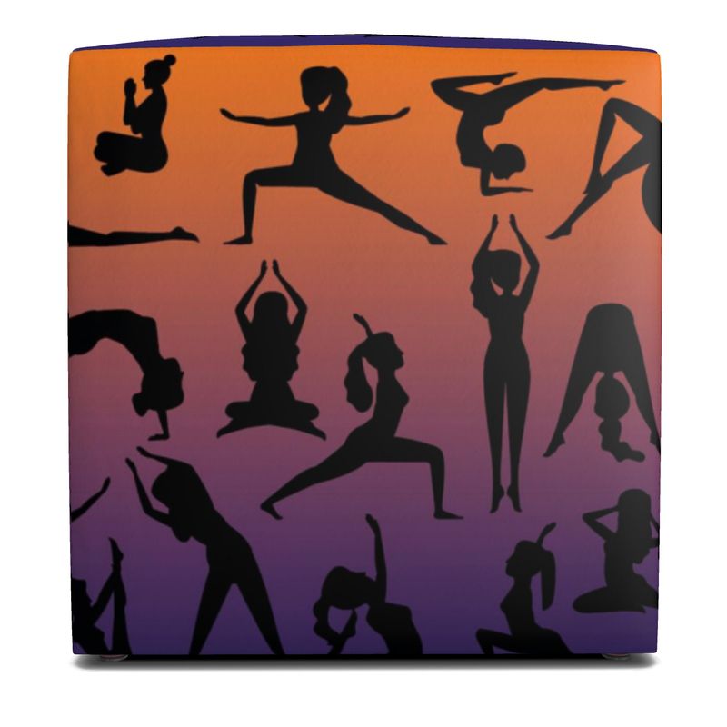 Square Pouffe - Burnt Sunset Yoga Poses