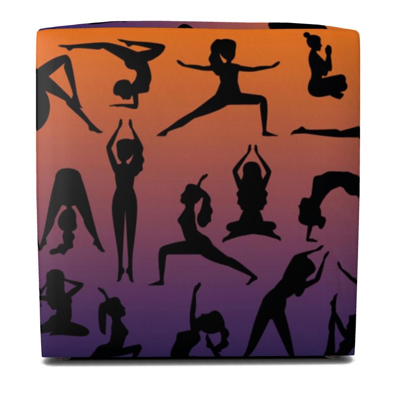 Square Pouffe - Burnt Sunset Yoga Poses
