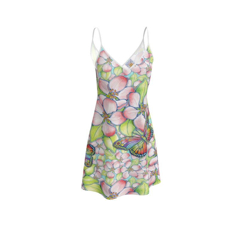 Rainbow Butterfly Blossom Long Slip Dress