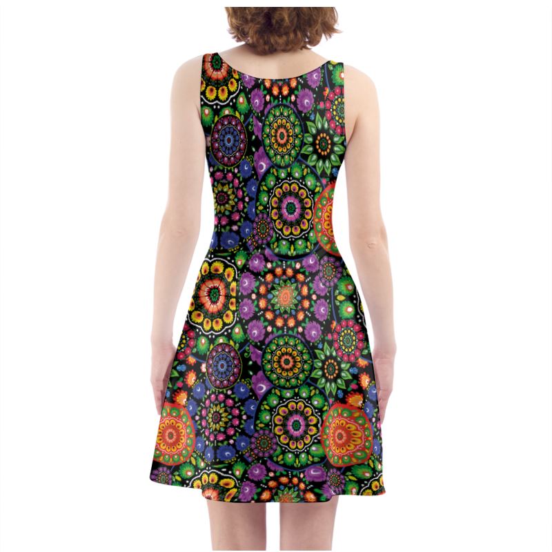 Skater Dress - colorful folk motif mandalas