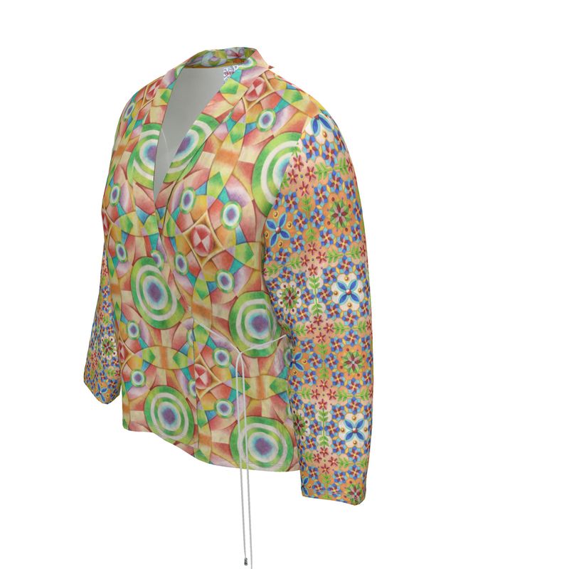 Pastel Geometric Wrap Blazer