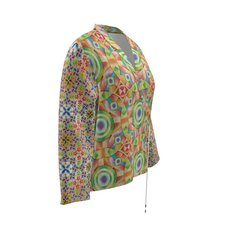 Pastel Geometric Wrap Blazer