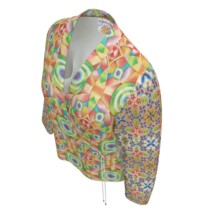 Pastel Geometric Wrap Blazer