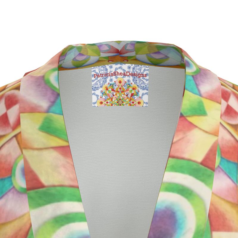 Pastel Geometric Wrap Blazer