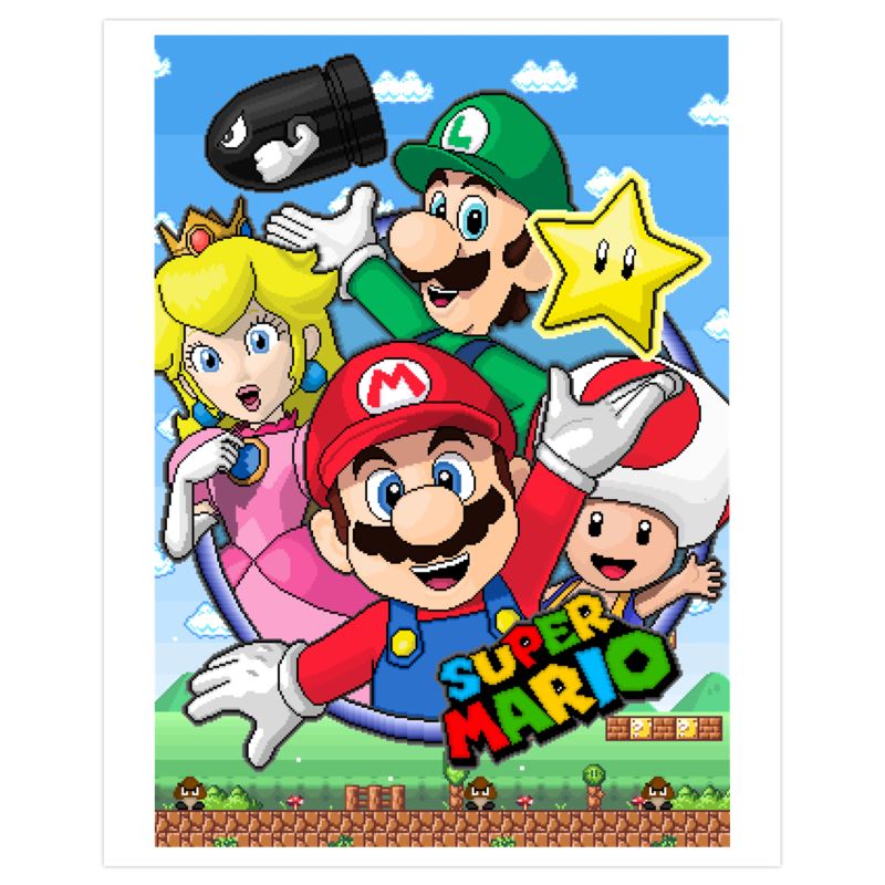 A4 Pixelated Super Mario Poster