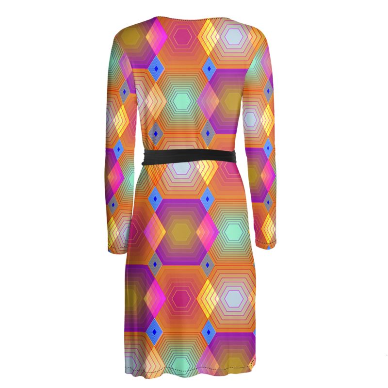 Geometrical Shapes Collection Wrap Dress
