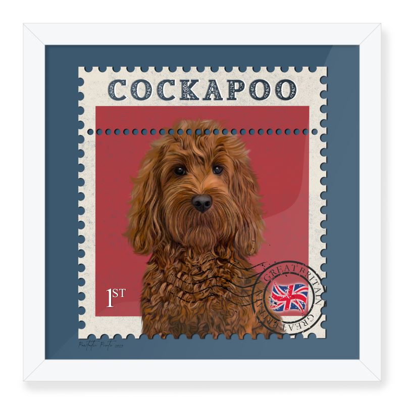 COCKAPOO STAMP ART PRINT (RED)