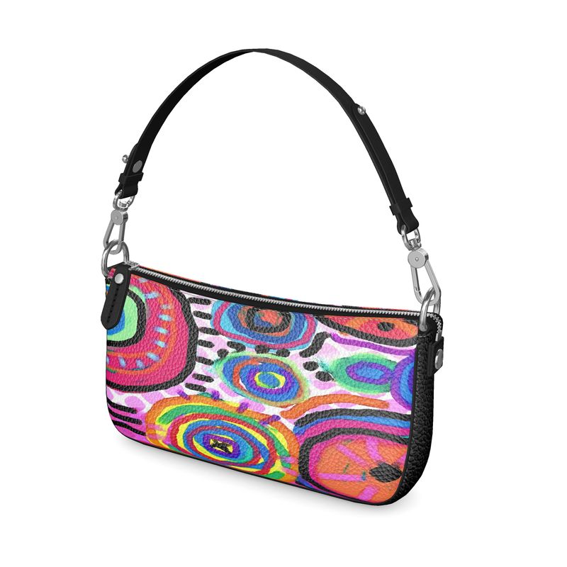 Abstract Digital Painting on Leather Baguette Purse