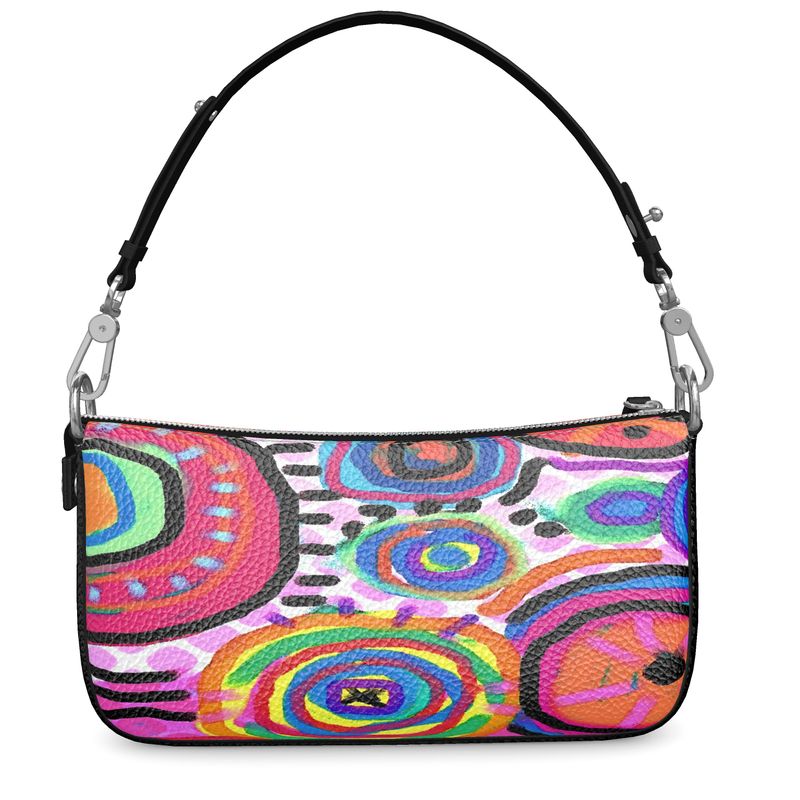 Abstract Digital Painting on Leather Baguette Purse