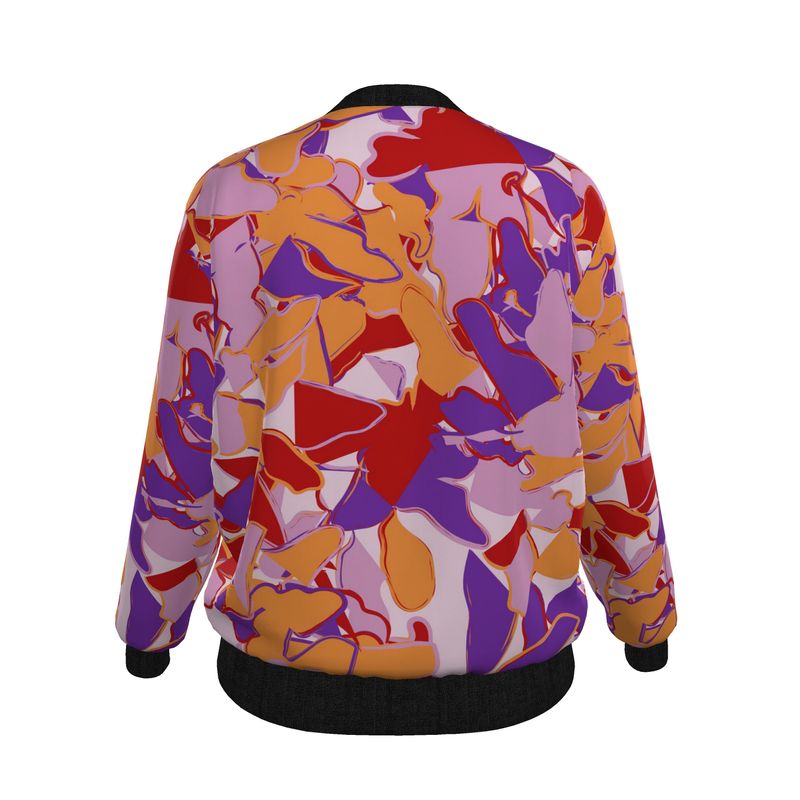 Vibrant Abstract Camo Ladies Bomber Jacket Seamless Pattern