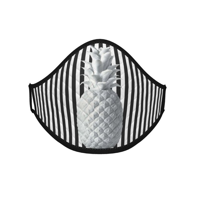 Pineapple Black and White Stripes Face Masks