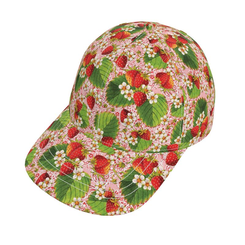 Pink Paisley Strawberries Baseball Cap