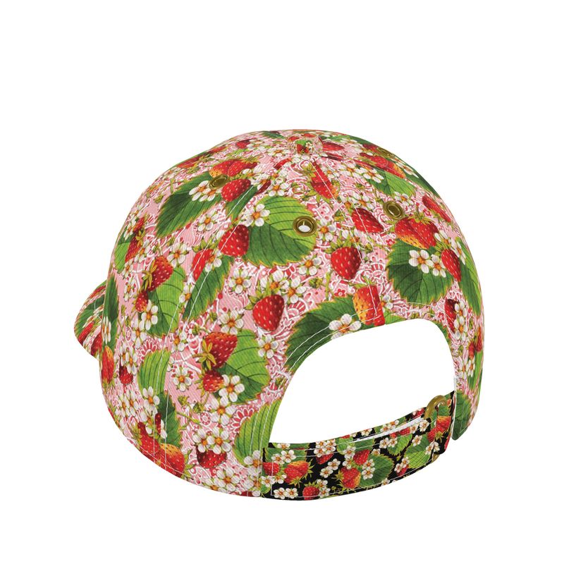 Pink Paisley Strawberries Baseball Cap
