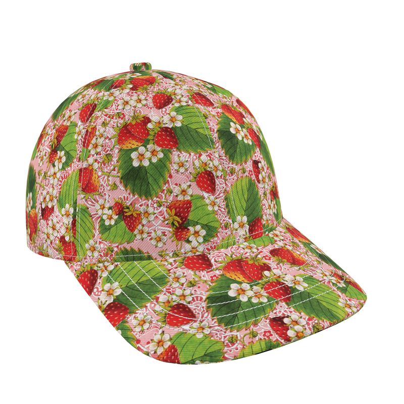 Pink Paisley Strawberries Baseball Cap