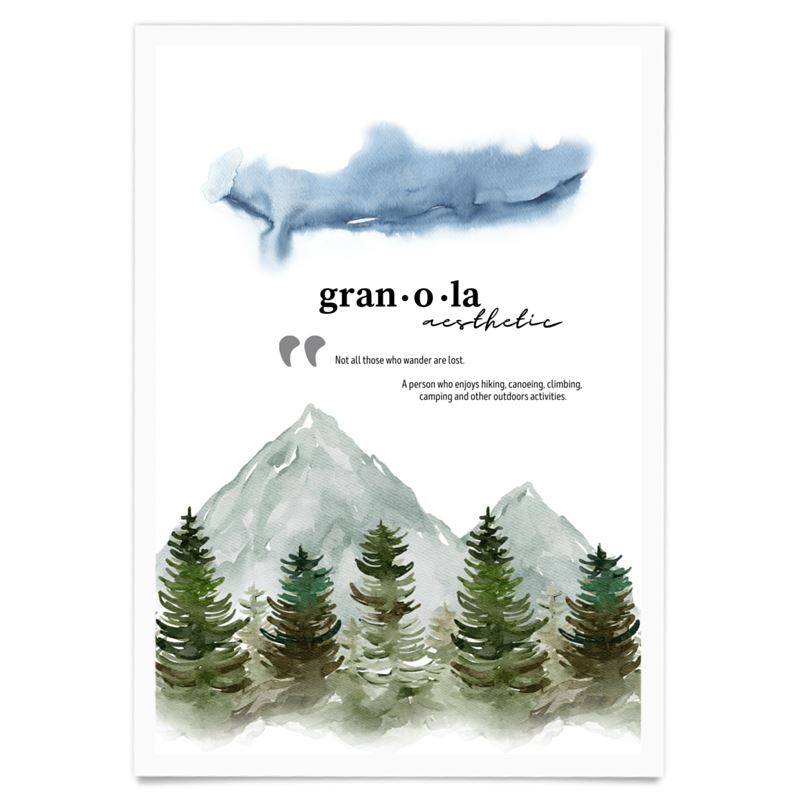 A4 Poster Granola Aesthetic Mountain & Trees | Nature Quote | Digital ...