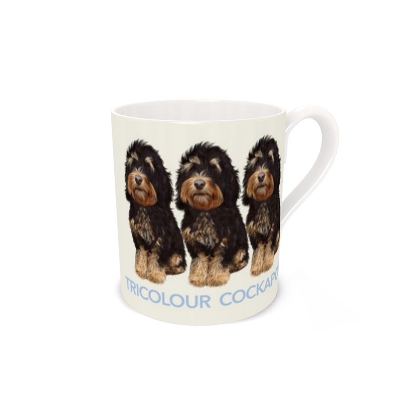 Tricolour cockapoo bone China mug