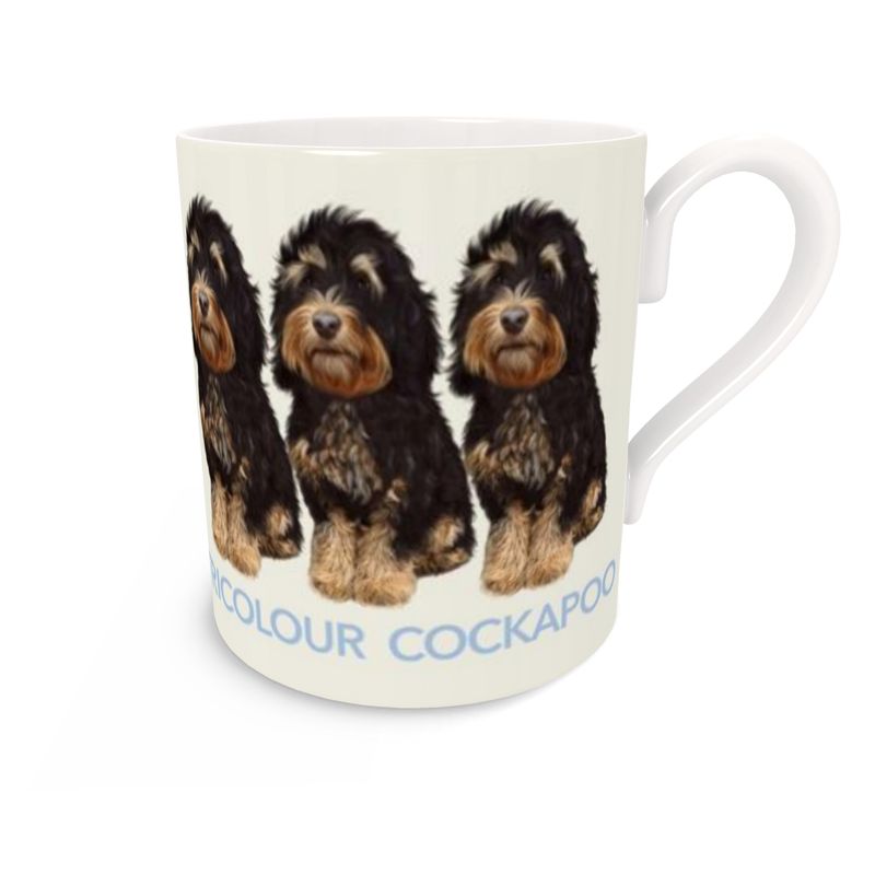 Tricolour cockapoo bone China mug