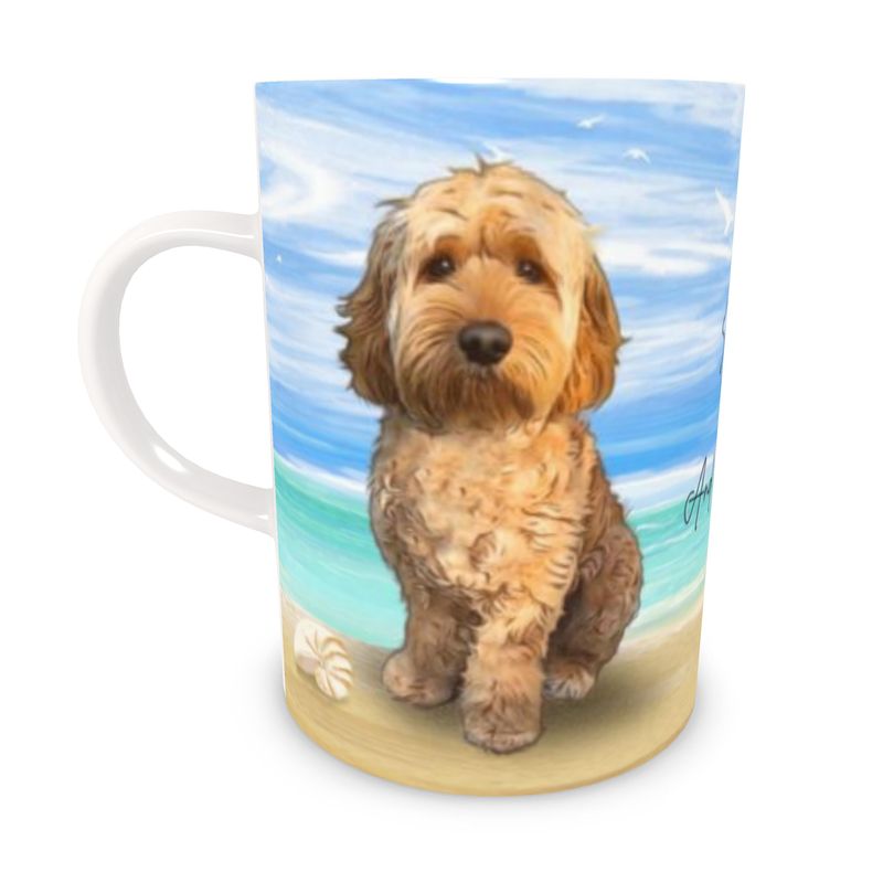 APRICOT COCKAPOO BONE CHINA MUG (Beach