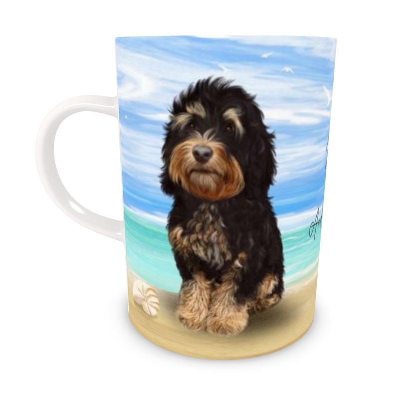 TRICOLOUR COCKAPOO BONE CHINA MUG (Beach