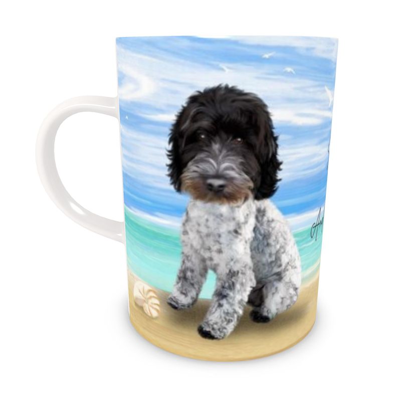 BLUE ROAN COCKAPOO BONE CHINA MUG (beach)