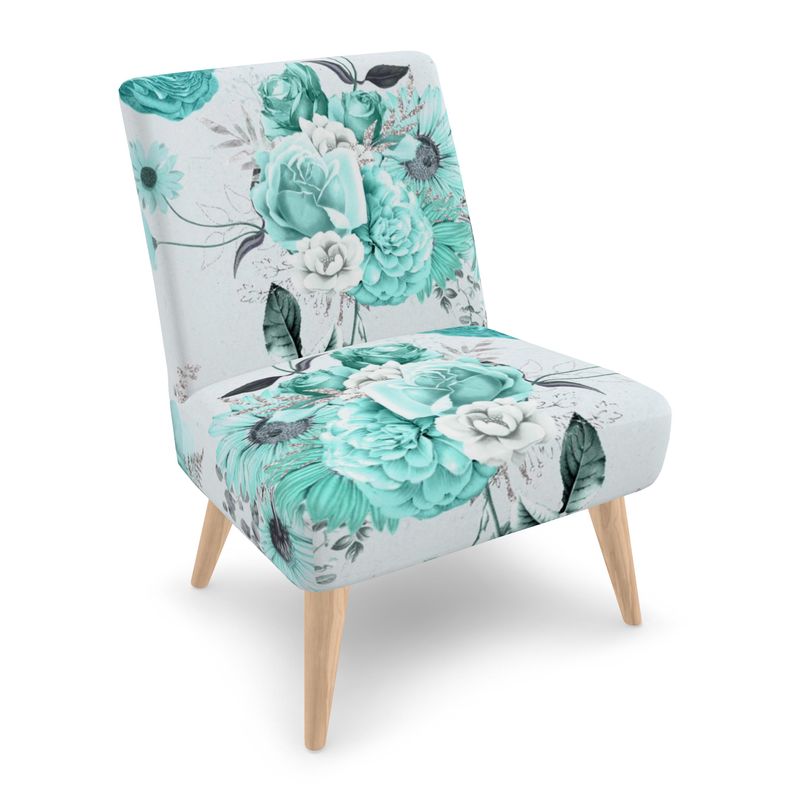 Beautiful Turquoise Floral Pattern Occasional Chair Design