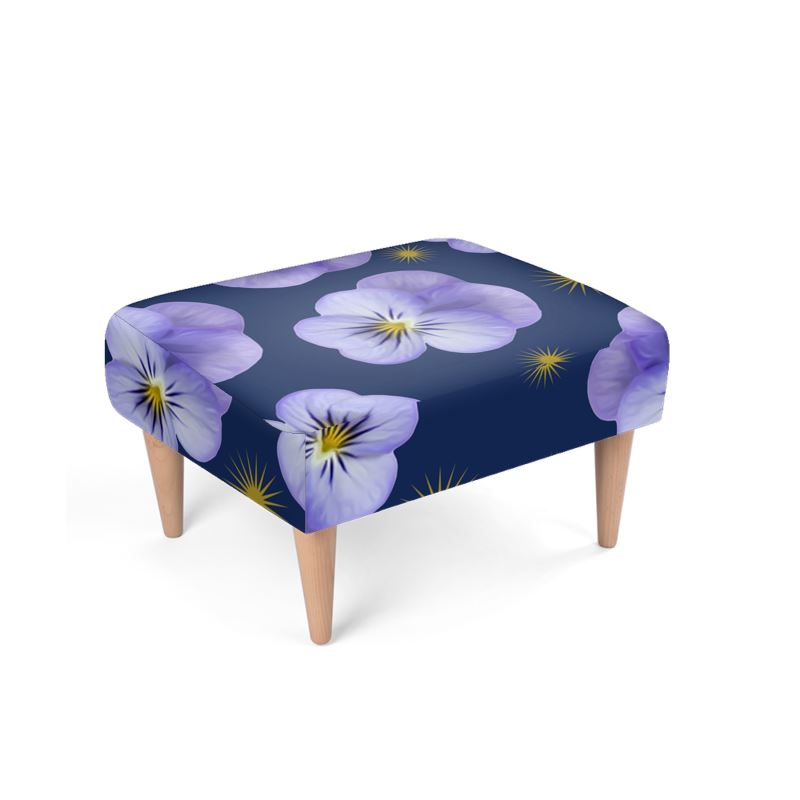 Purple Violas and Golden Starbursts Footstool
