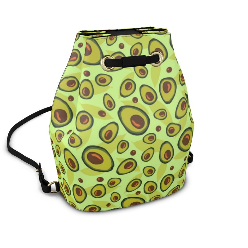 Avocado Fruit and Leaves Green Bucket Backpack