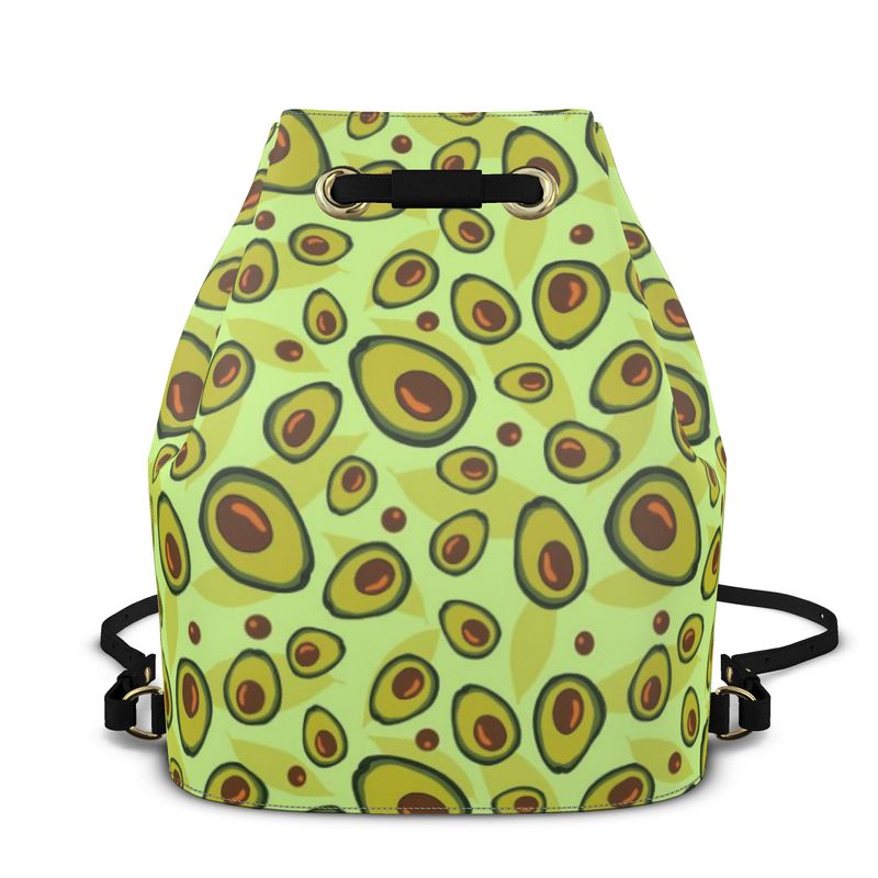 Avocado Fruit and Leaves Green Bucket Backpack