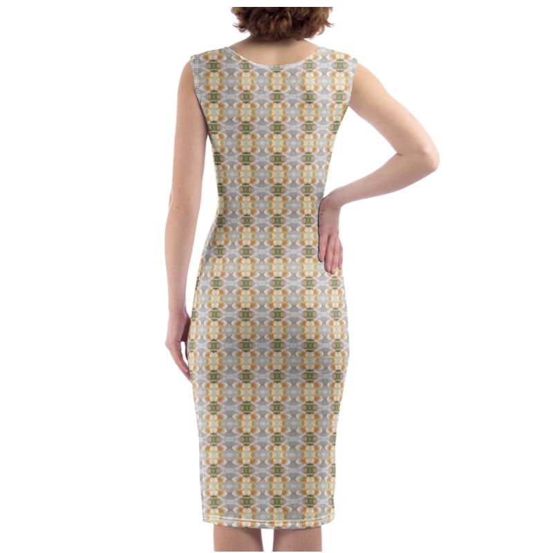 Body contour dress with iris pattern