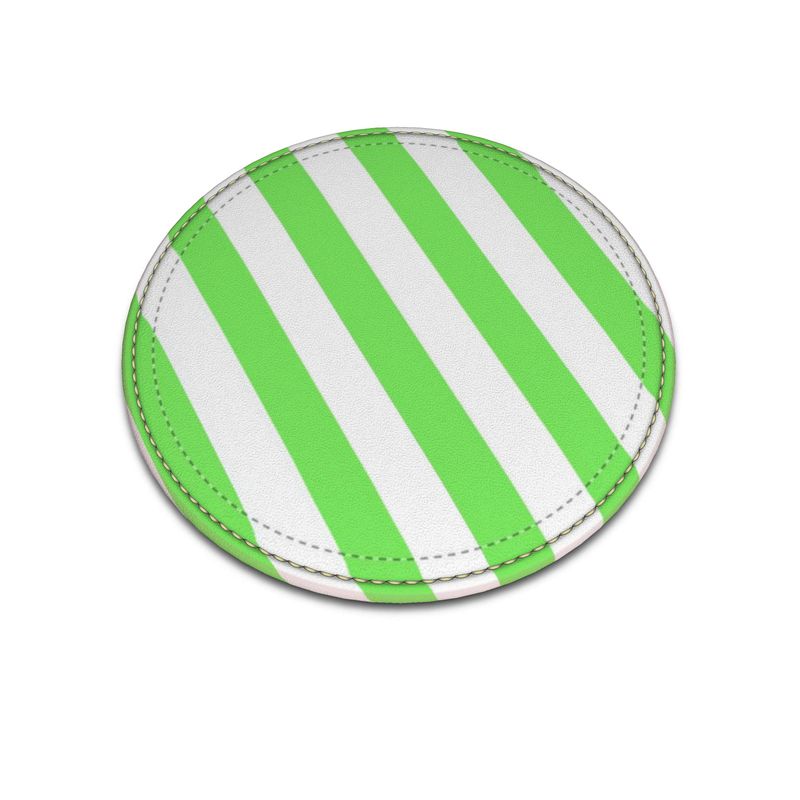 Lime Green Leather Coasters