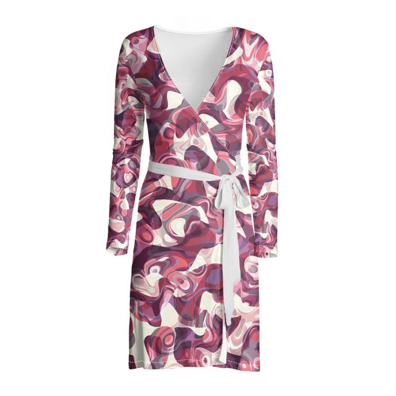 Custom Long Sleeve Wrap Dress | Printed Kimono Wrap Dress