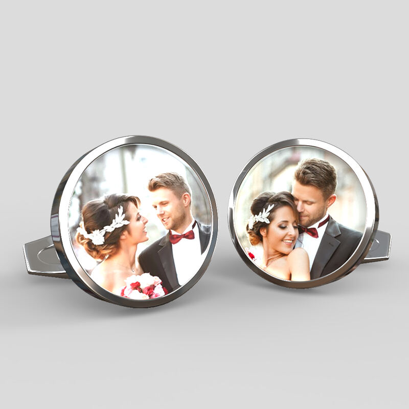 Custom Photo Cufflinks: Silver Metal Personalised Cufflinks