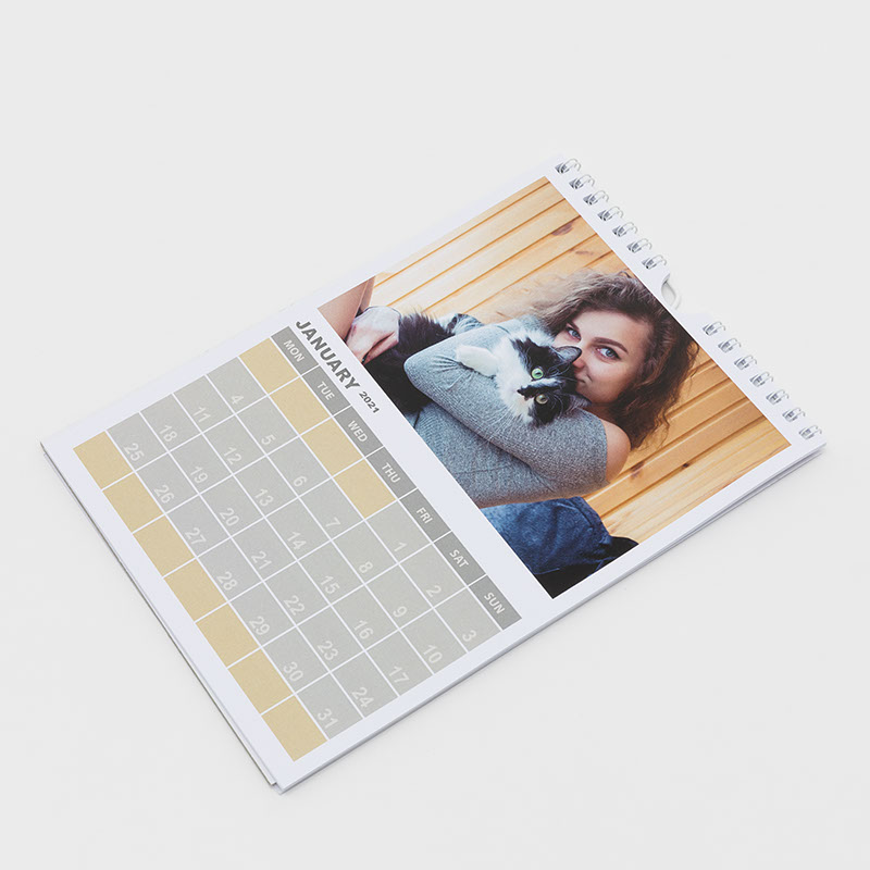 Calendrier 2026 photo personnalisé, calendrier A5 à spirale