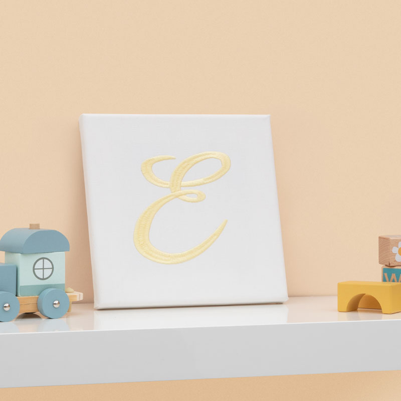 Embroidered Canvas Letter Art. Letter Canvas Wall Art.